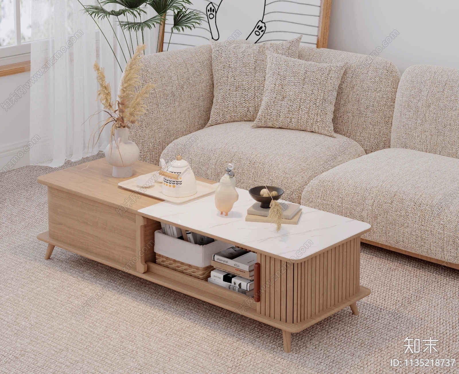 现代原木茶几3d模型下载【id1135218737】知末3d模型网