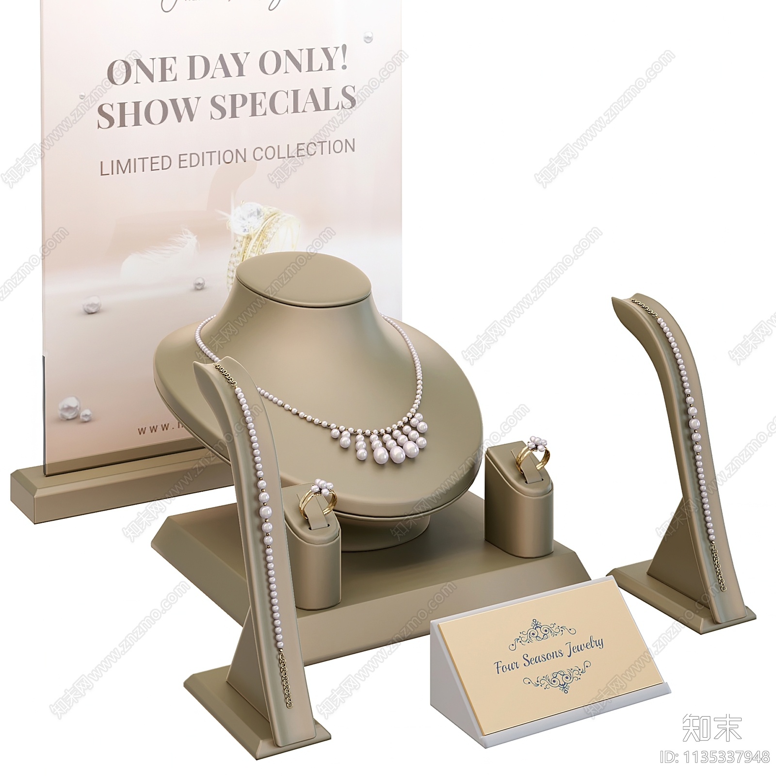 现代珠宝首饰展示柜3d模型下载【id1135337948】知末3d模型网