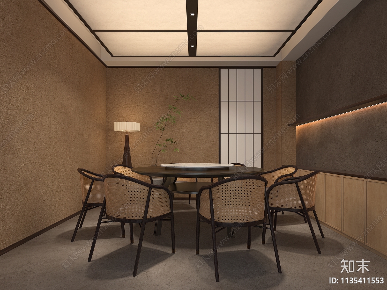 侘寂风包厢3d模型下载【id1135411553】知末3d模型网