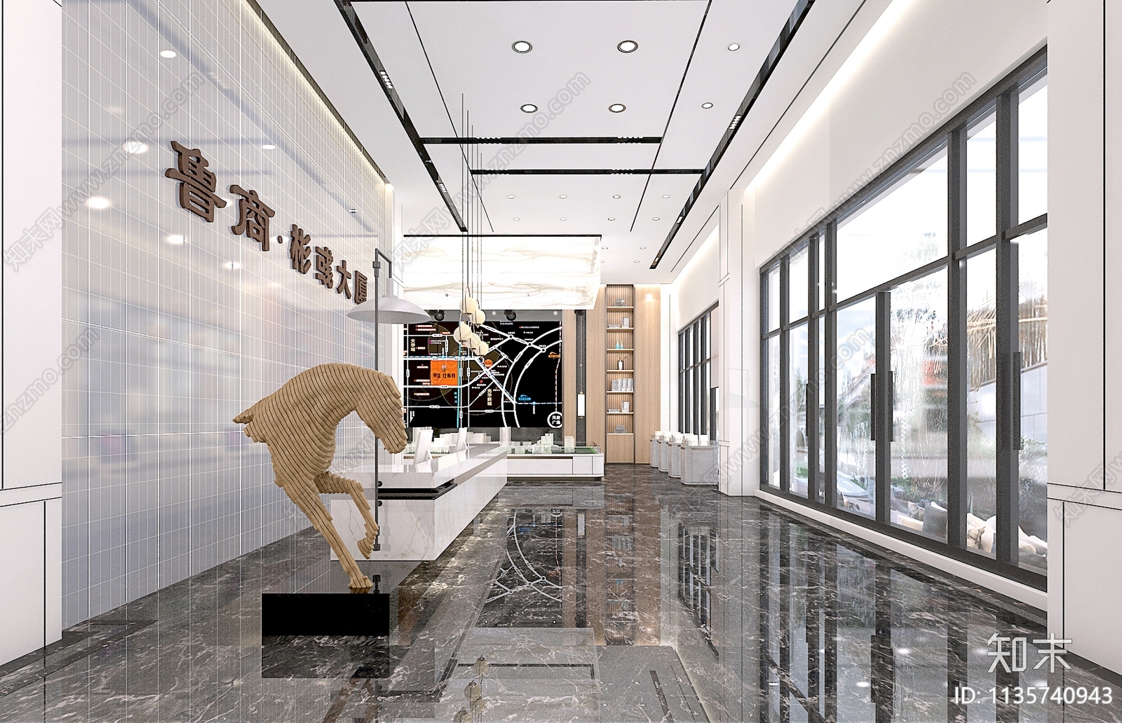 现代售楼部接待大厅3d模型下载【id1135740943】知末3d模型网