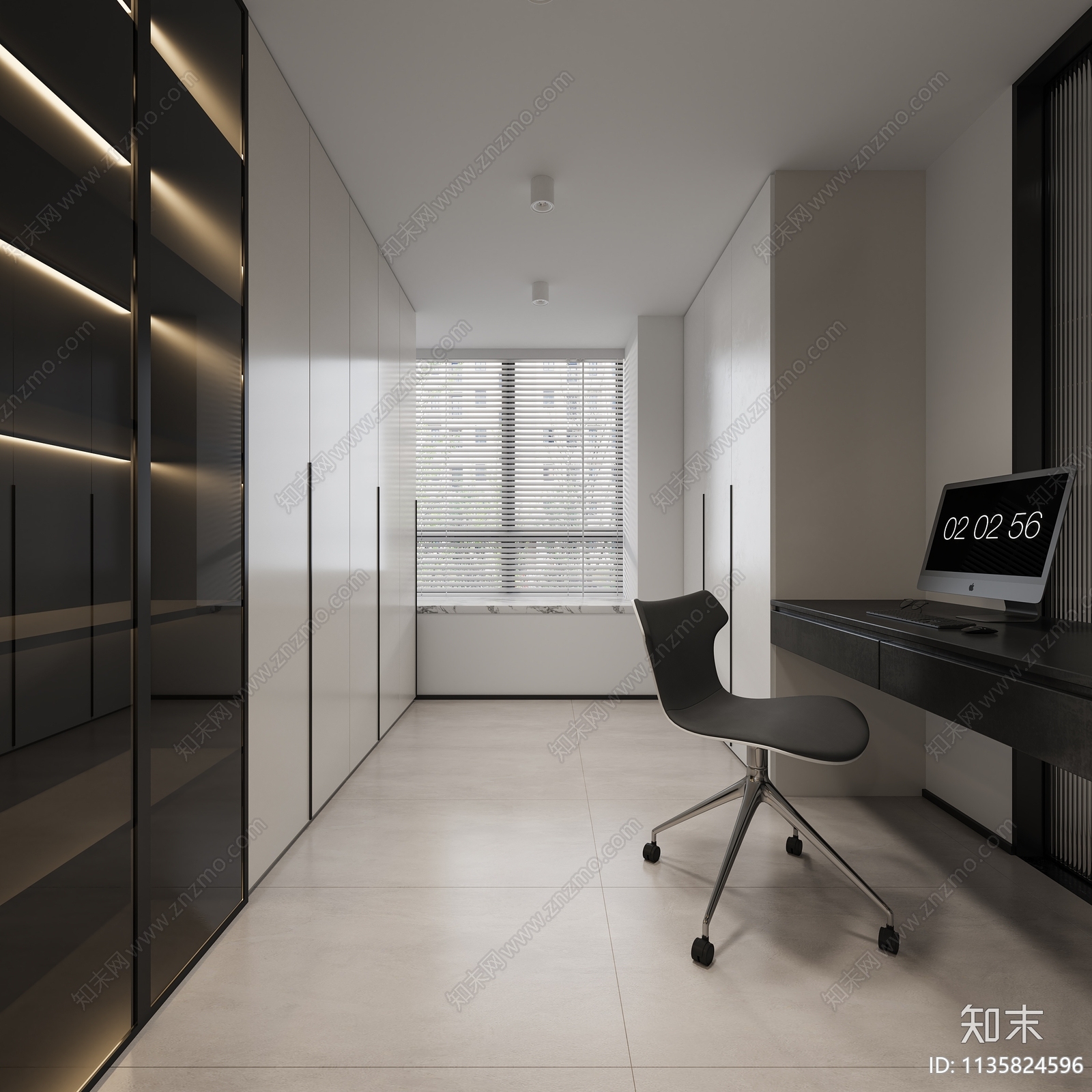 现代极简黑白灰客餐厅3d模型下载【id1135824596】知末3d模型网