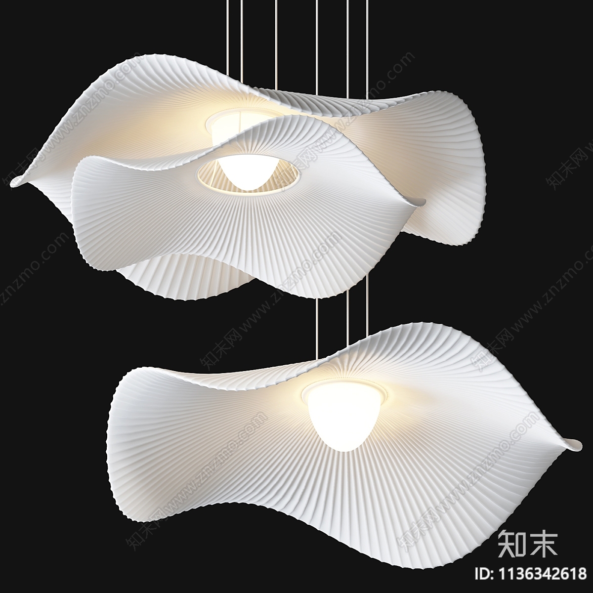 现代荷叶吊灯3d模型下载【id1136342618】知末3d模型网