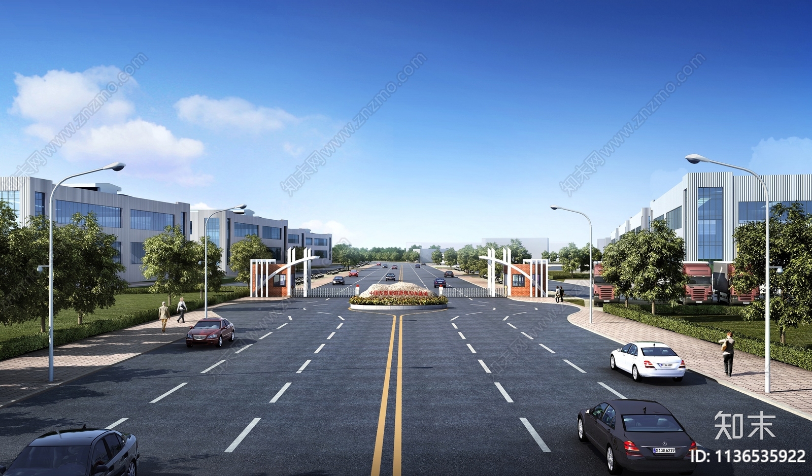 现代工业区厂区大门入口3d模型下载【id1136535922】知末3d模型网