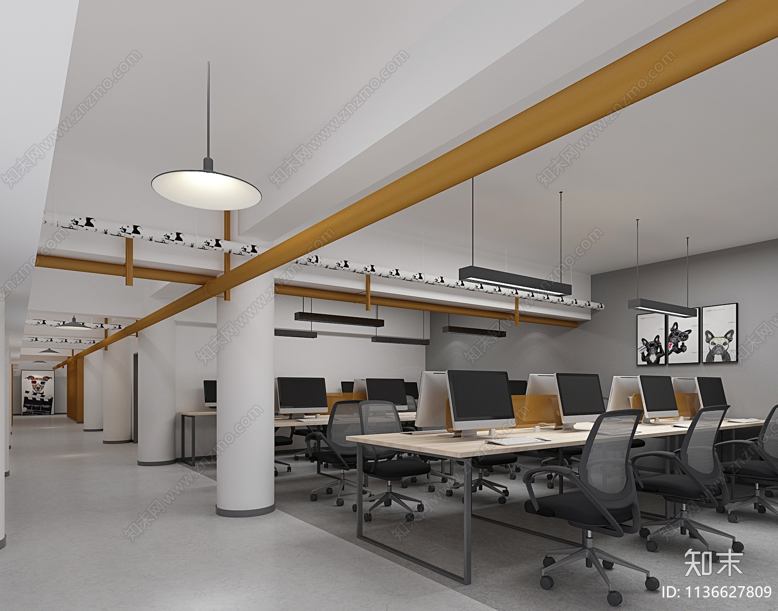 现代地下室敞开办公区3d模型下载【id1136627809】知末3d模型网