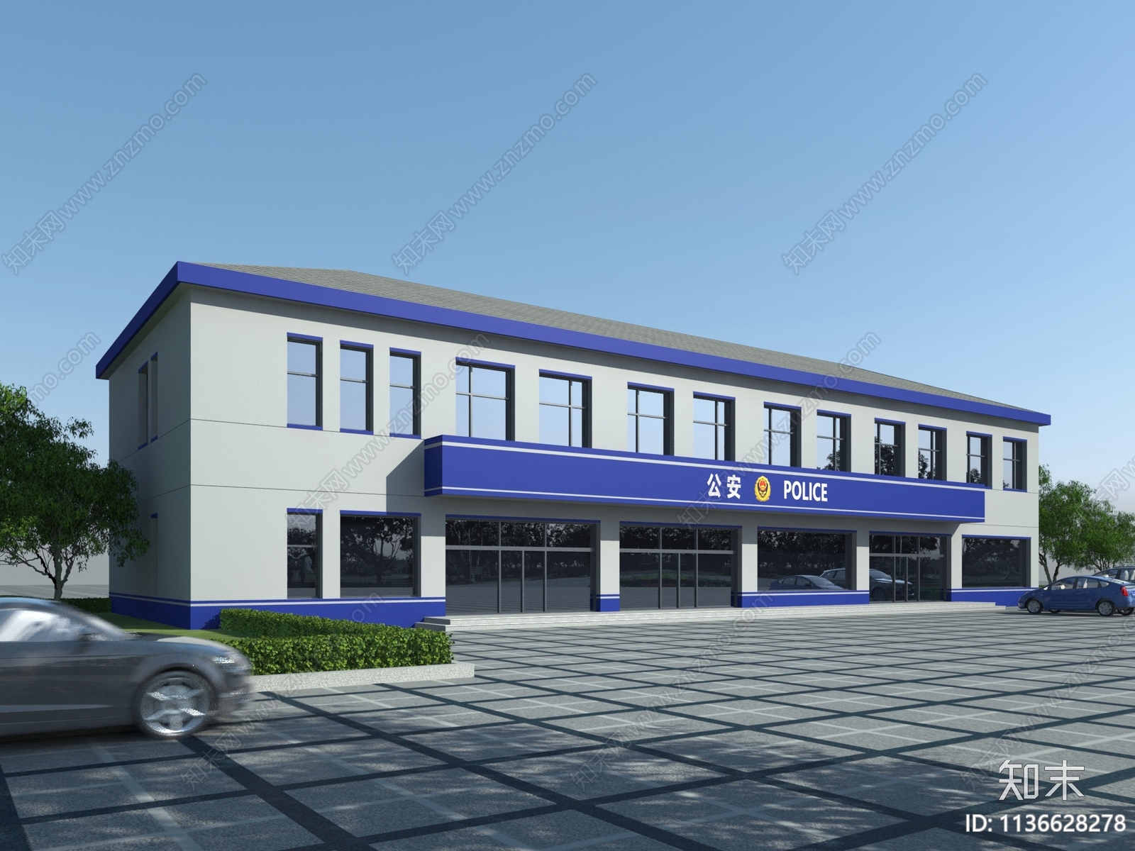 现代公安局二层办公楼3d模型下载【id1136628278】知末3d模型网