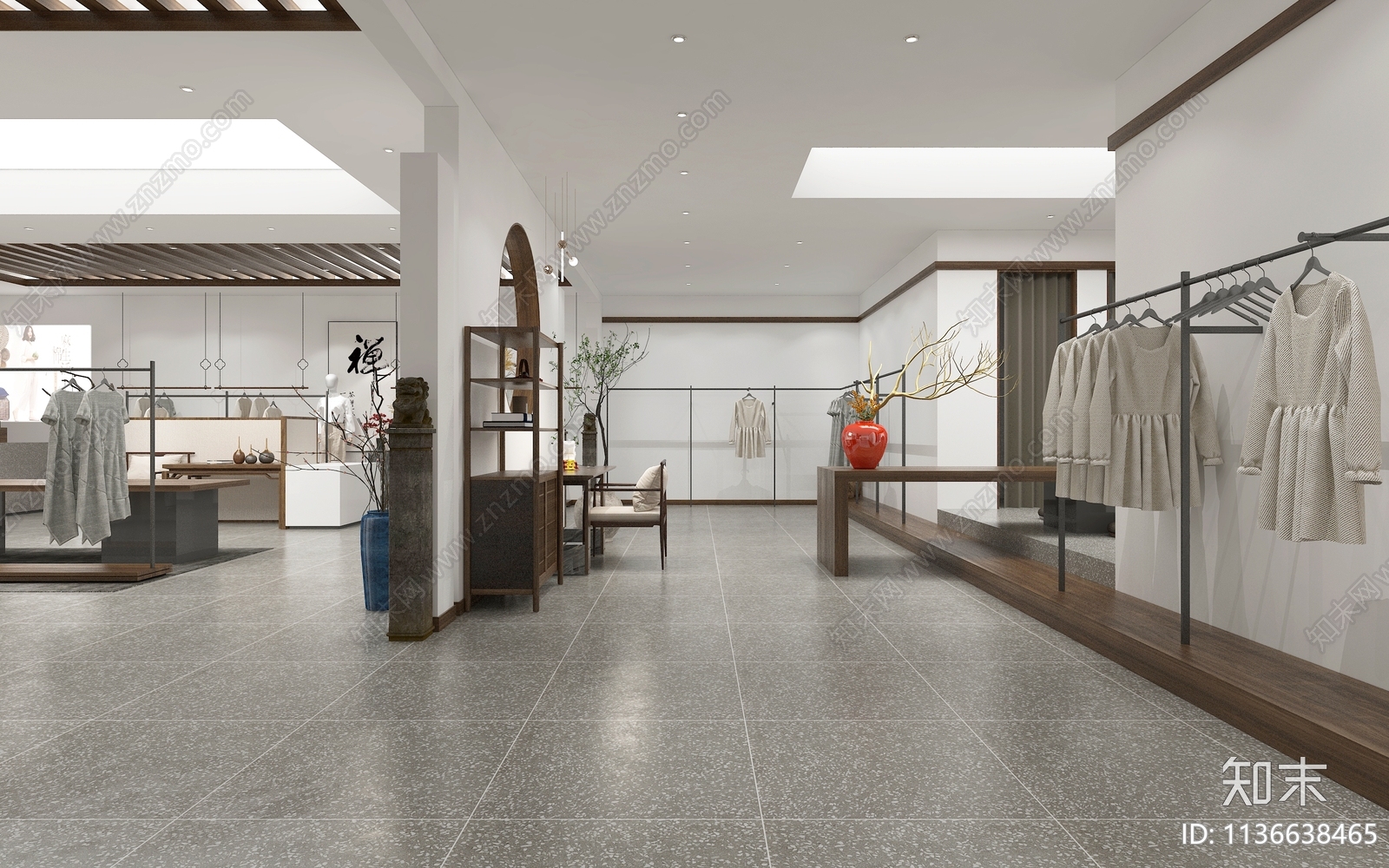 新中式服装鞋店3d模型下载【id1136638465】知末3d模型网