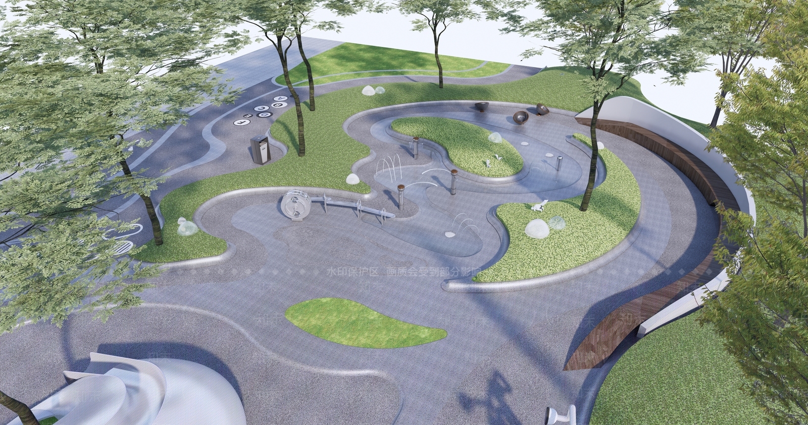 现代口袋公园SU模型下载【ID:1136673089】_知末su模型网