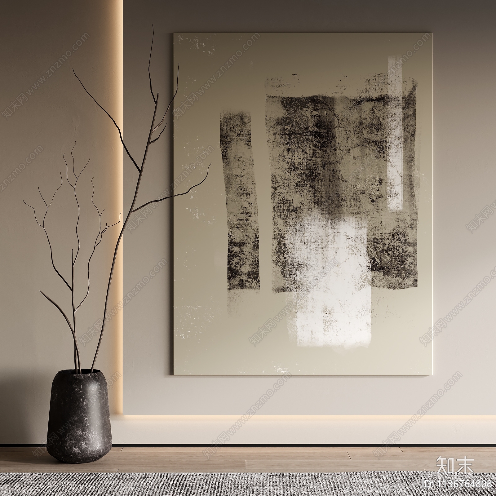 侘寂风装饰画3d模型下载【id1136764808】知末3d模型网