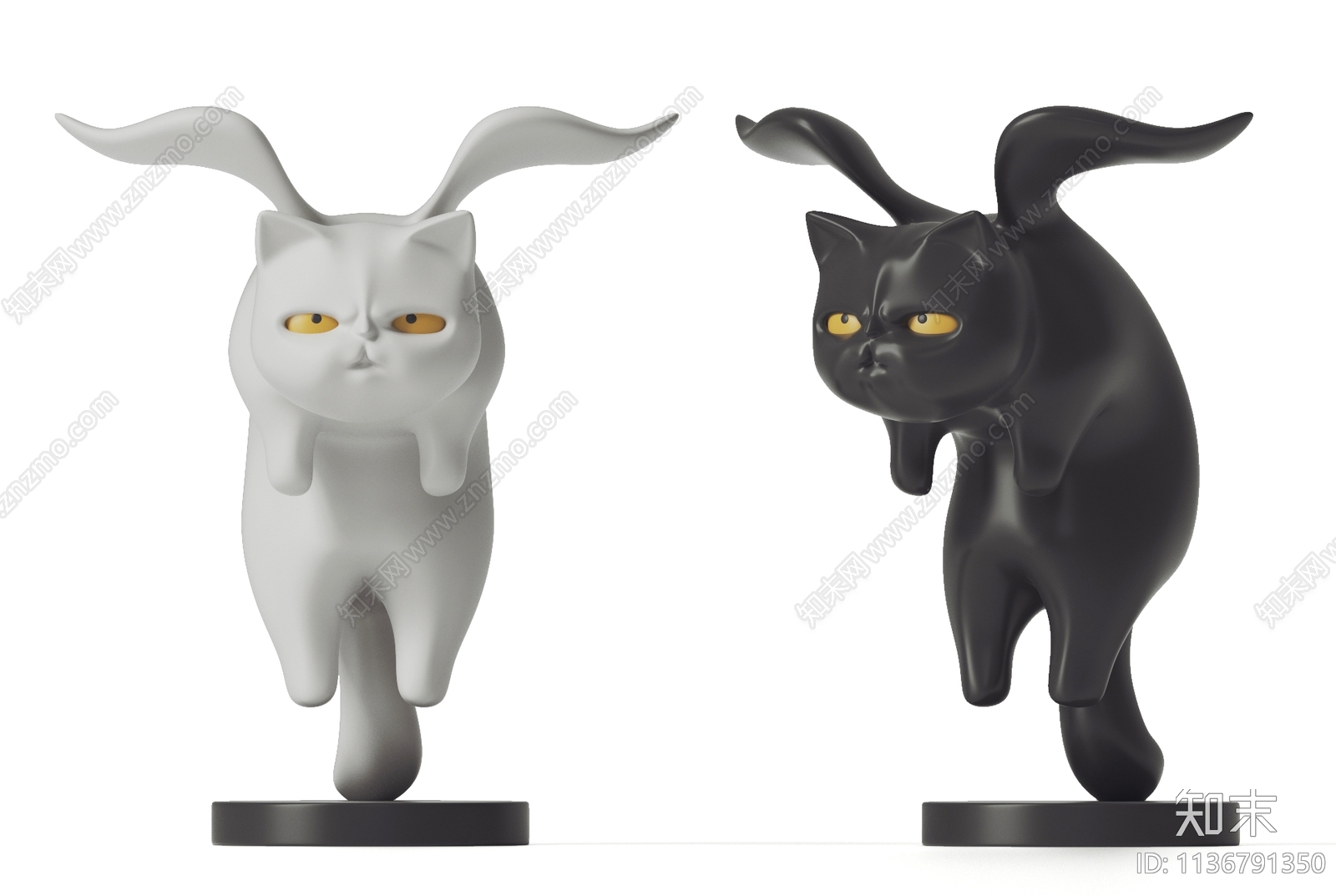 现代猫爷潮玩雕塑摆件3d模型下载【id1136791350】知末3d模型网
