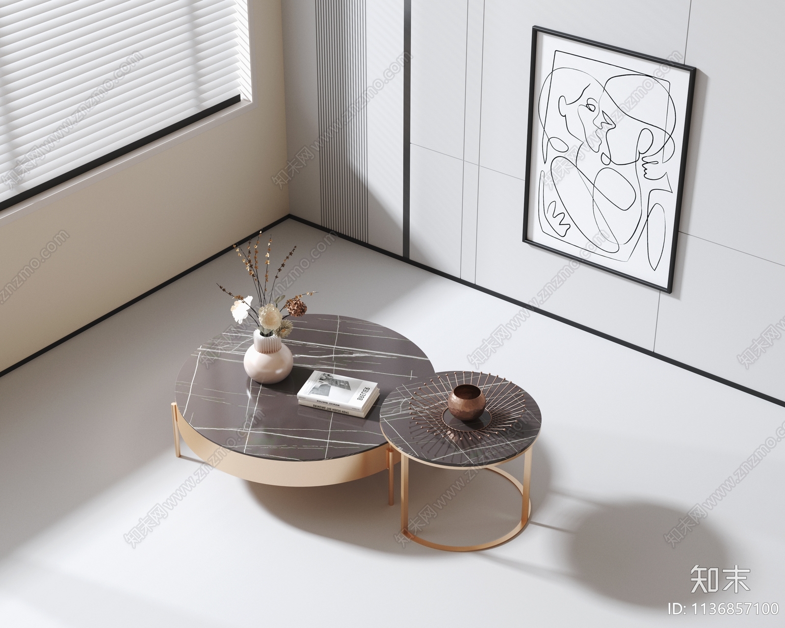 现代茶几3d模型下载【id1136857100】知末3d模型网