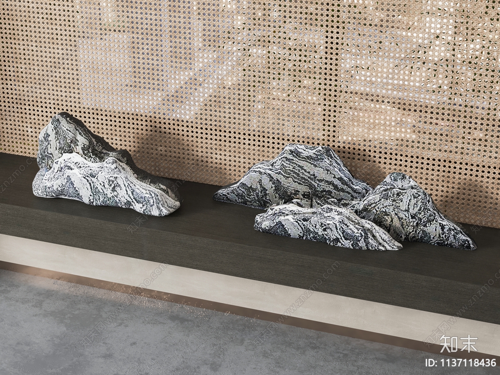 新中式石头摆件3d模型下载【id1137118436】知末3d模型网