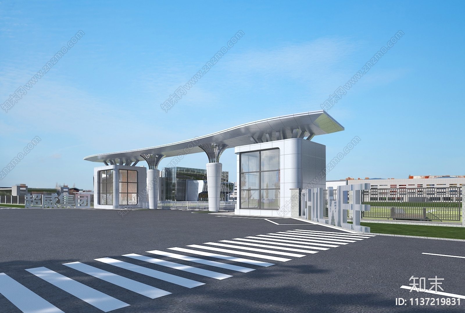 现代厂房入口大门3d模型下载【id1137219831】知末3d模型网