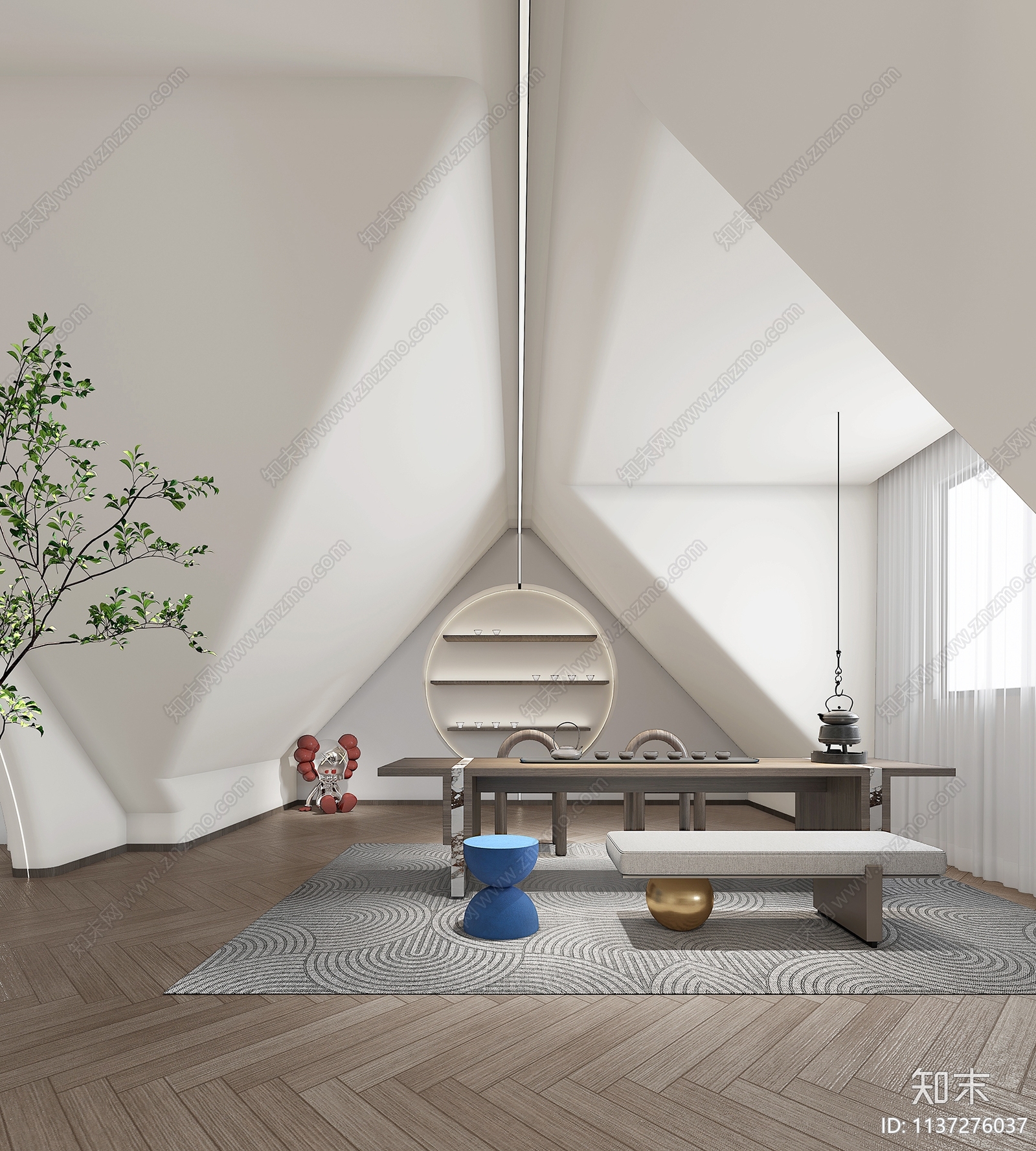 现代阁楼茶室3d模型下载【id1137276037】知末3d模型网