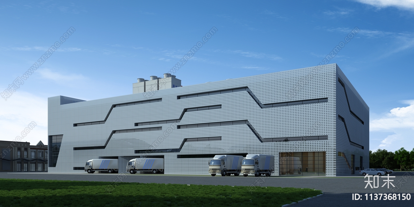 现代多层办公楼3d模型下载【id1137368150】知末3d模型网