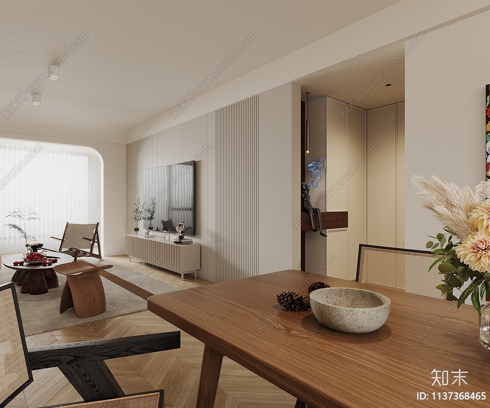 侘寂复古客餐厅3d模型下载【id1137368465】知末3d模型网
