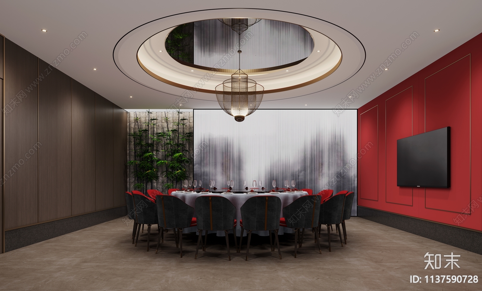 现代酒店餐厅包间3d模型下载【id1137590728】知末3d模型网