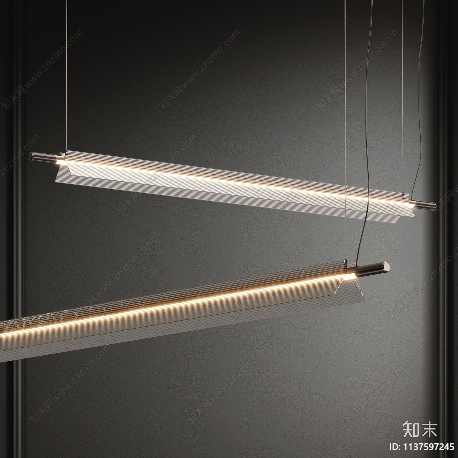 现代长条吊灯3d模型下载【id1137597245】知末3d模型网