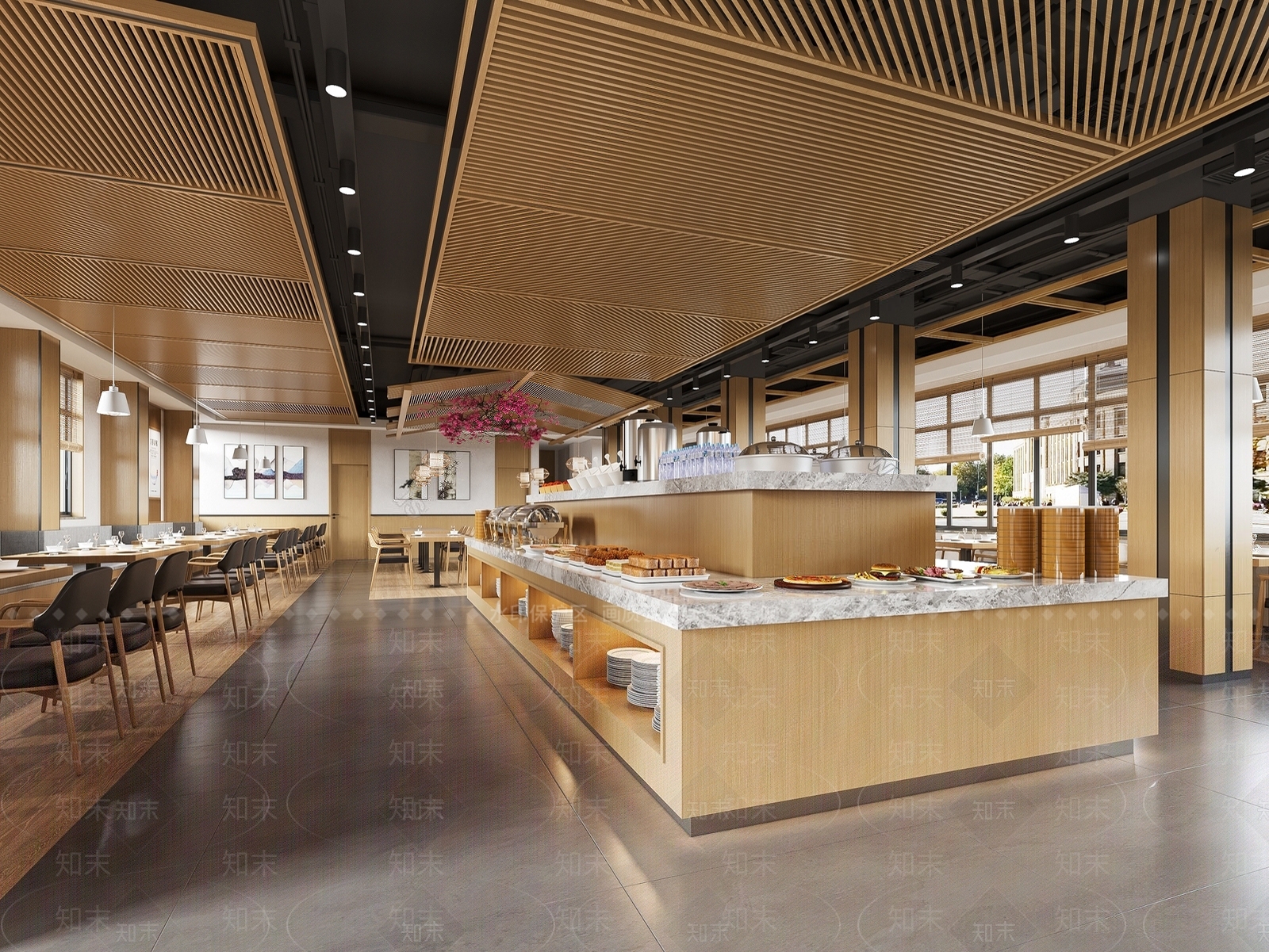 现代自助餐厅SU模型下载【ID:1137628328】_知末su模型网