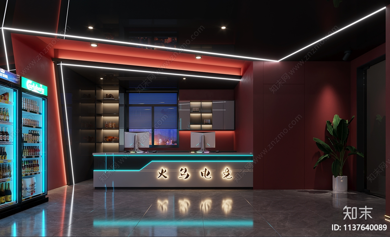 现代网吧网咖3d模型下载【id1137640089】知末3d模型网