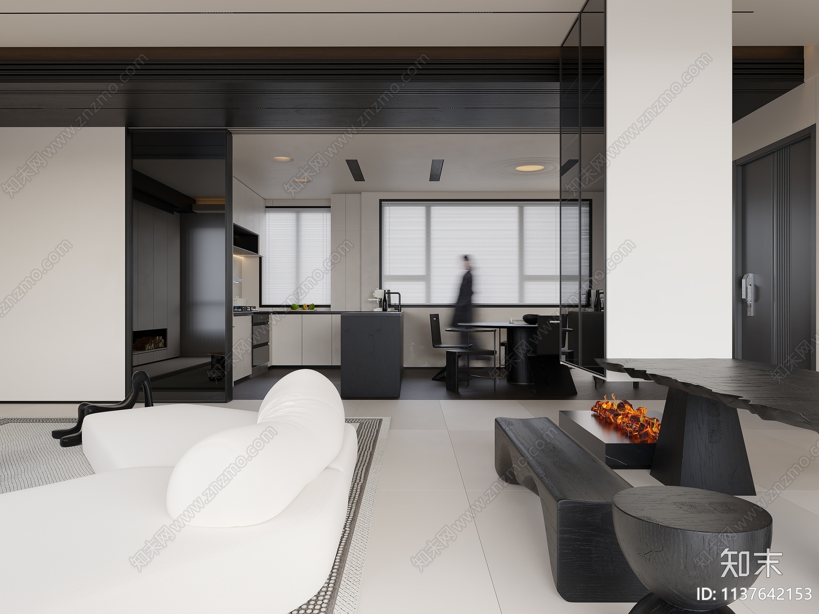 现代极简客餐厅3d模型下载【id1137642153】知末3d模型网