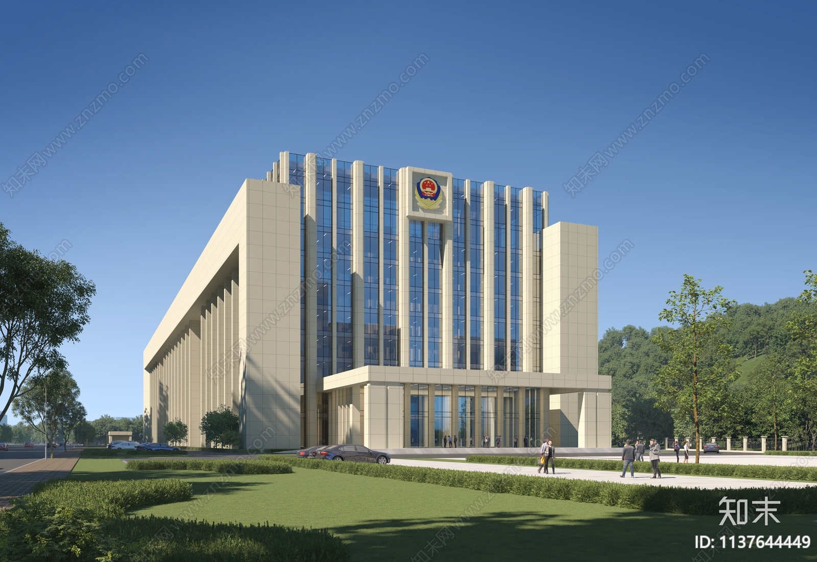 现代公安局外观3d模型下载【id1137644449】知末3d模型网