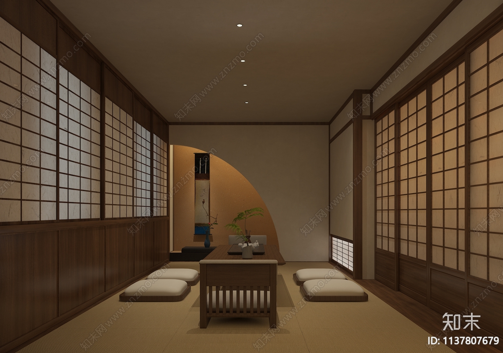 日式榻榻米茶室3d模型下载【id1137807679】知末3d模型网