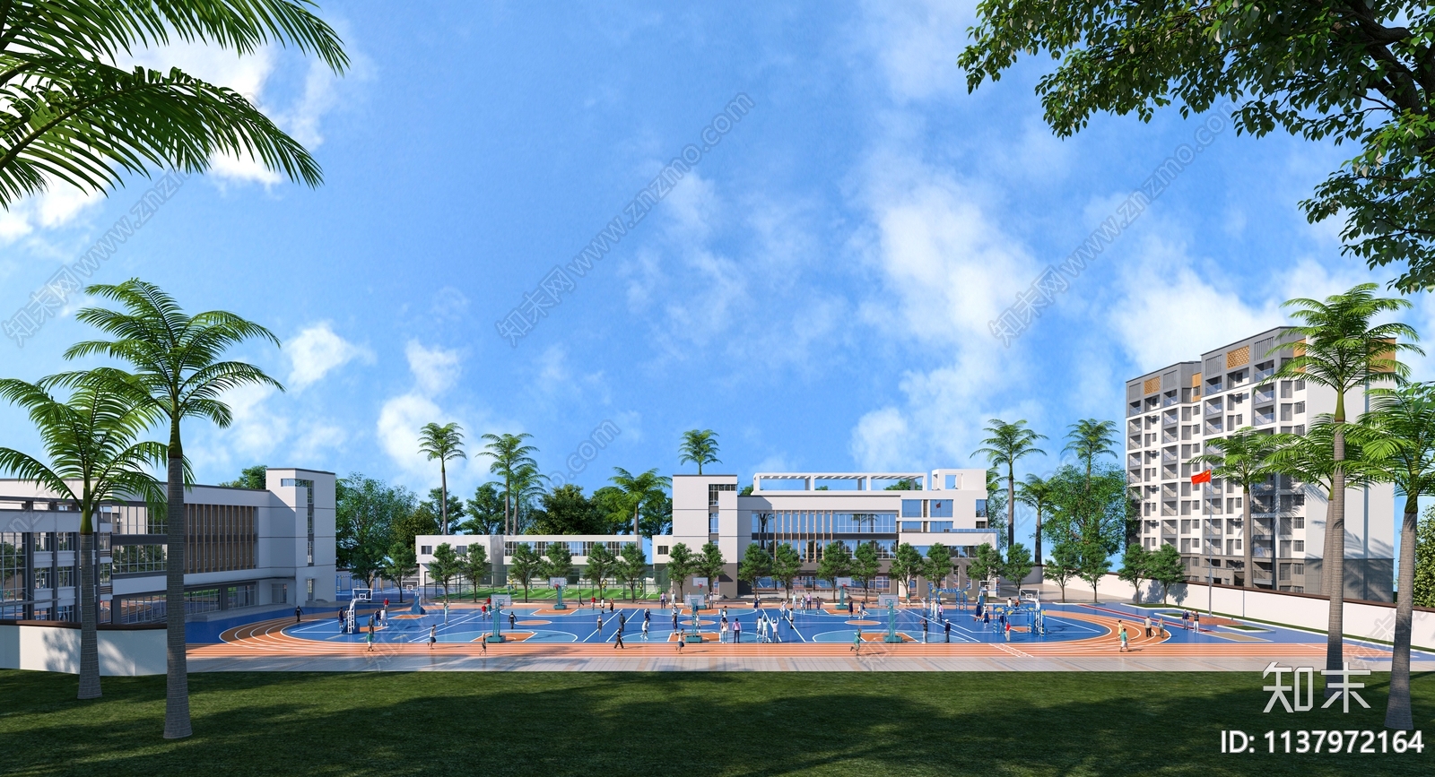 现代中小学3d模型下载【id1137972164】知末3d模型网