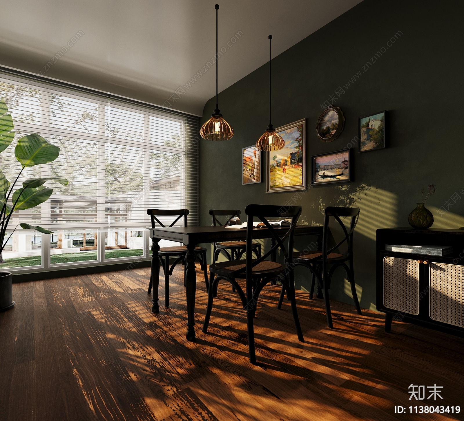 美式复古家居餐厅3d模型下载【id1138043419】知末3d模型网