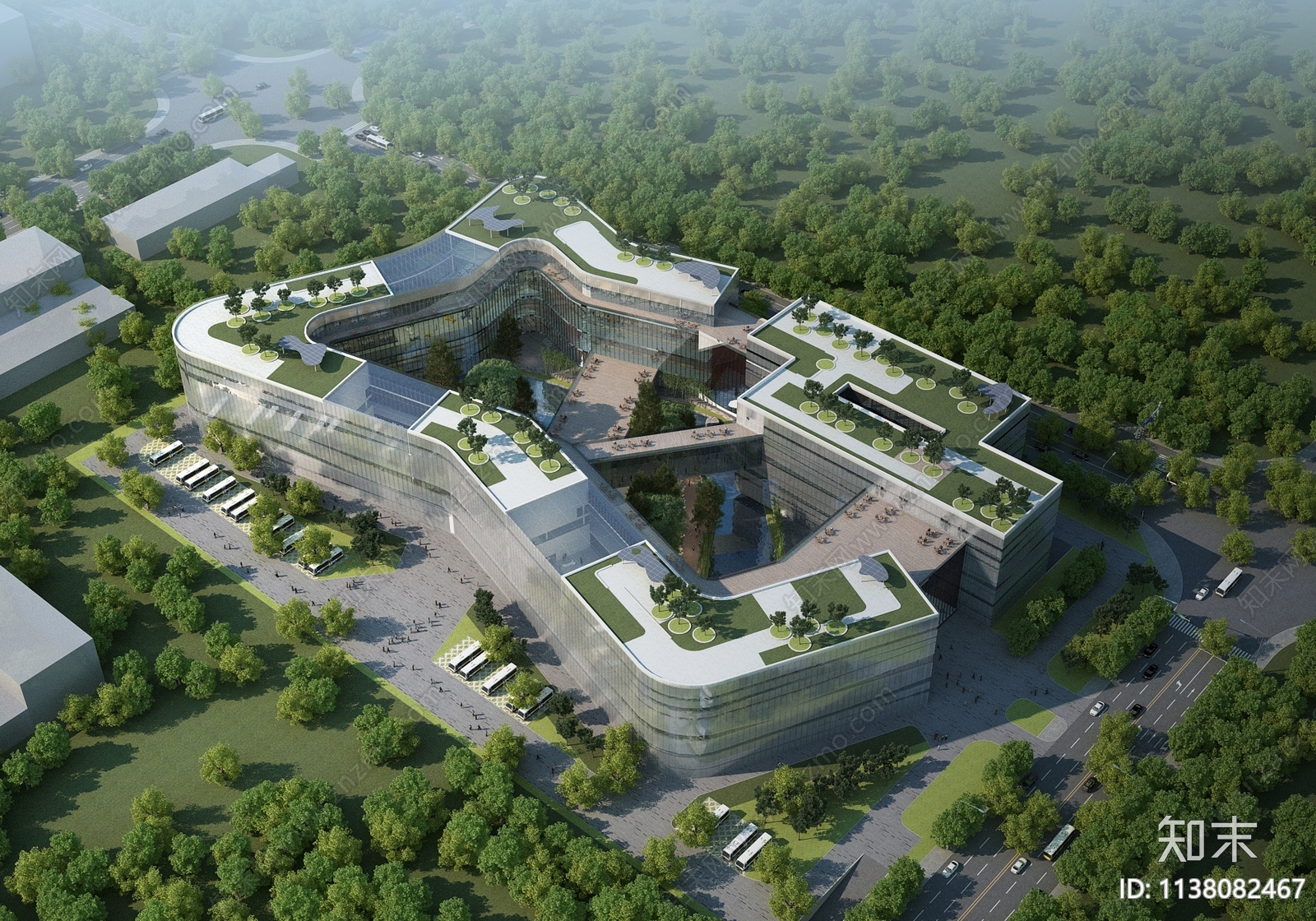 现代公共建筑鸟瞰3d模型下载【id1138082467】知末3d模型网