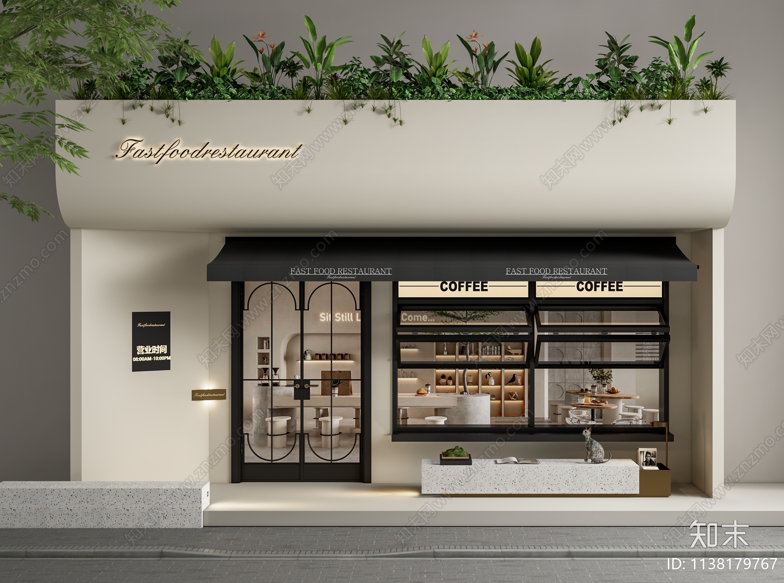 现代咖啡店门头门面3d模型下载【id1138179767】知末3d模型网