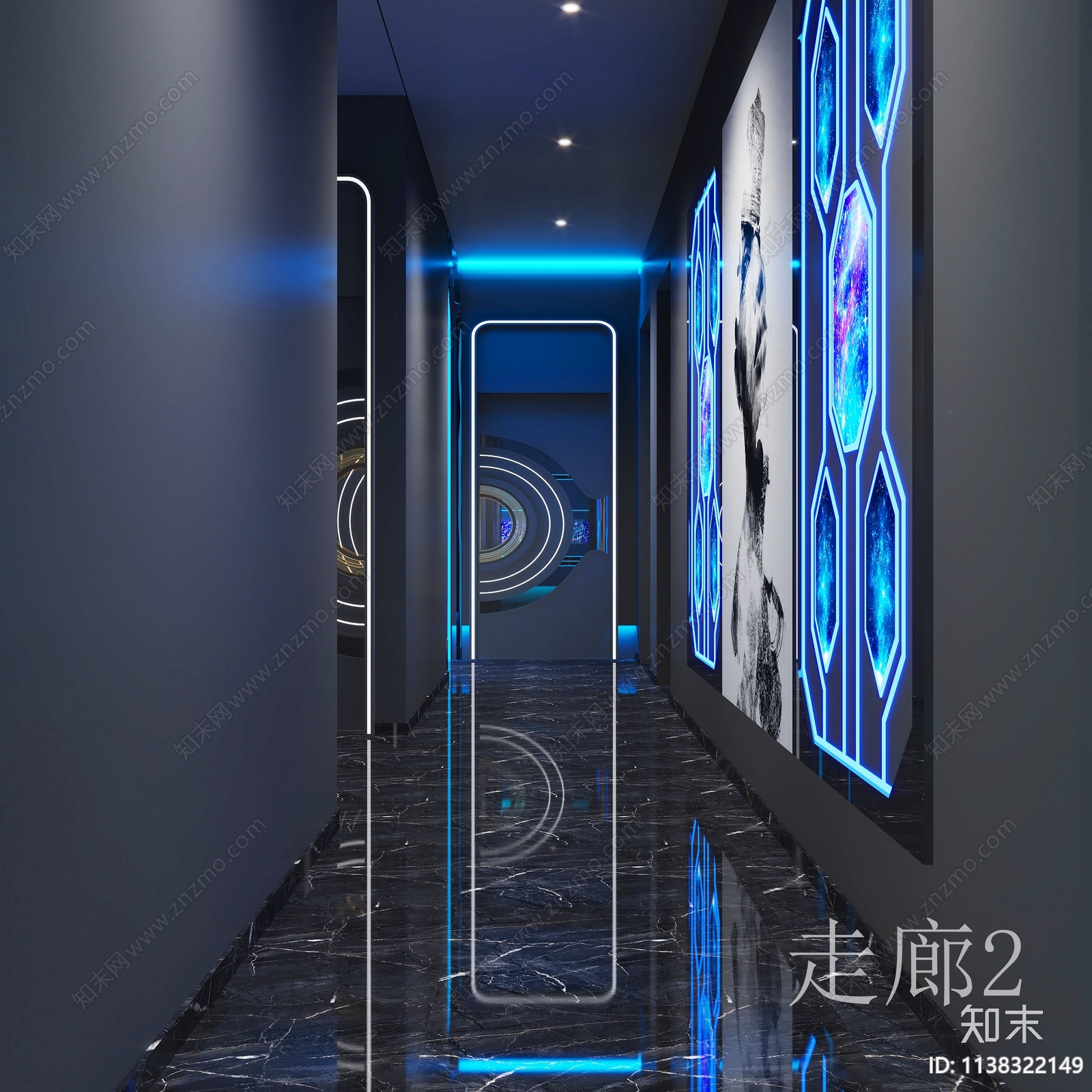 现代科技ktv走廊3d模型下载【id1138322149】知末3d模型网