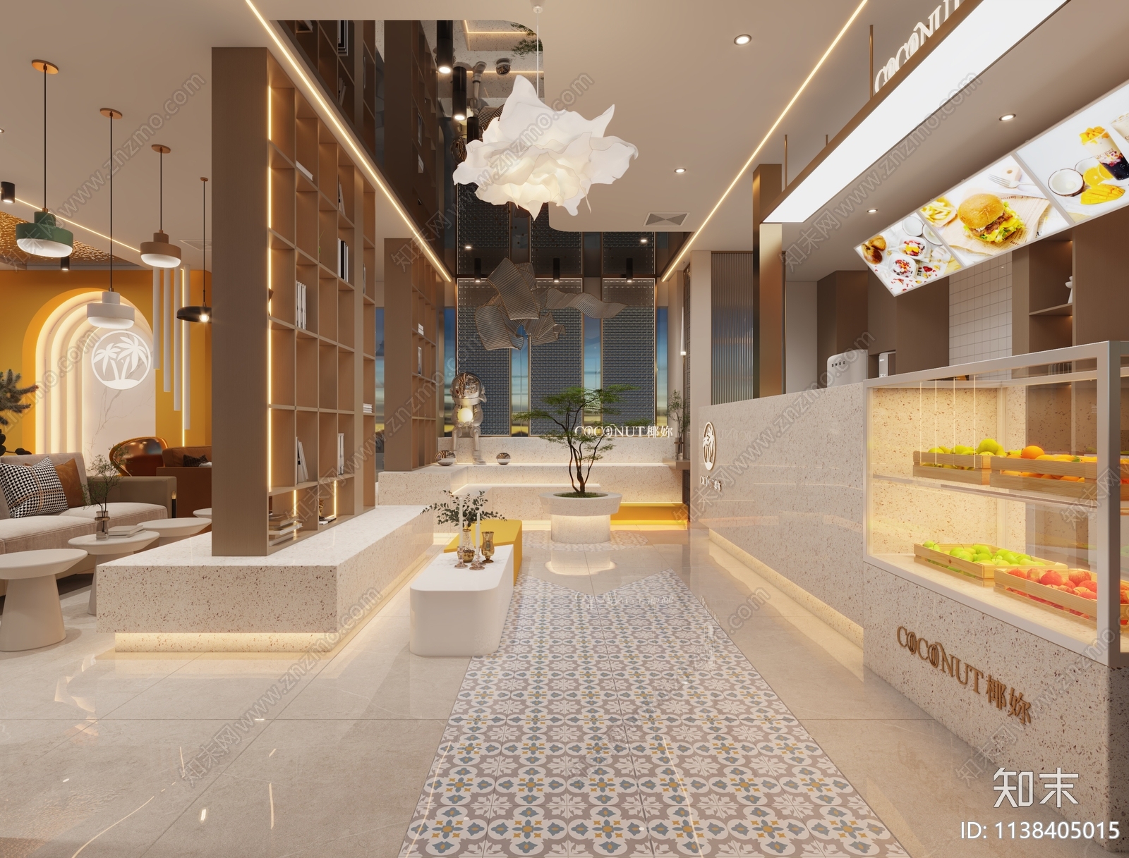 现代网红奶茶店3d模型下载【id1138405015】知末3d模型网