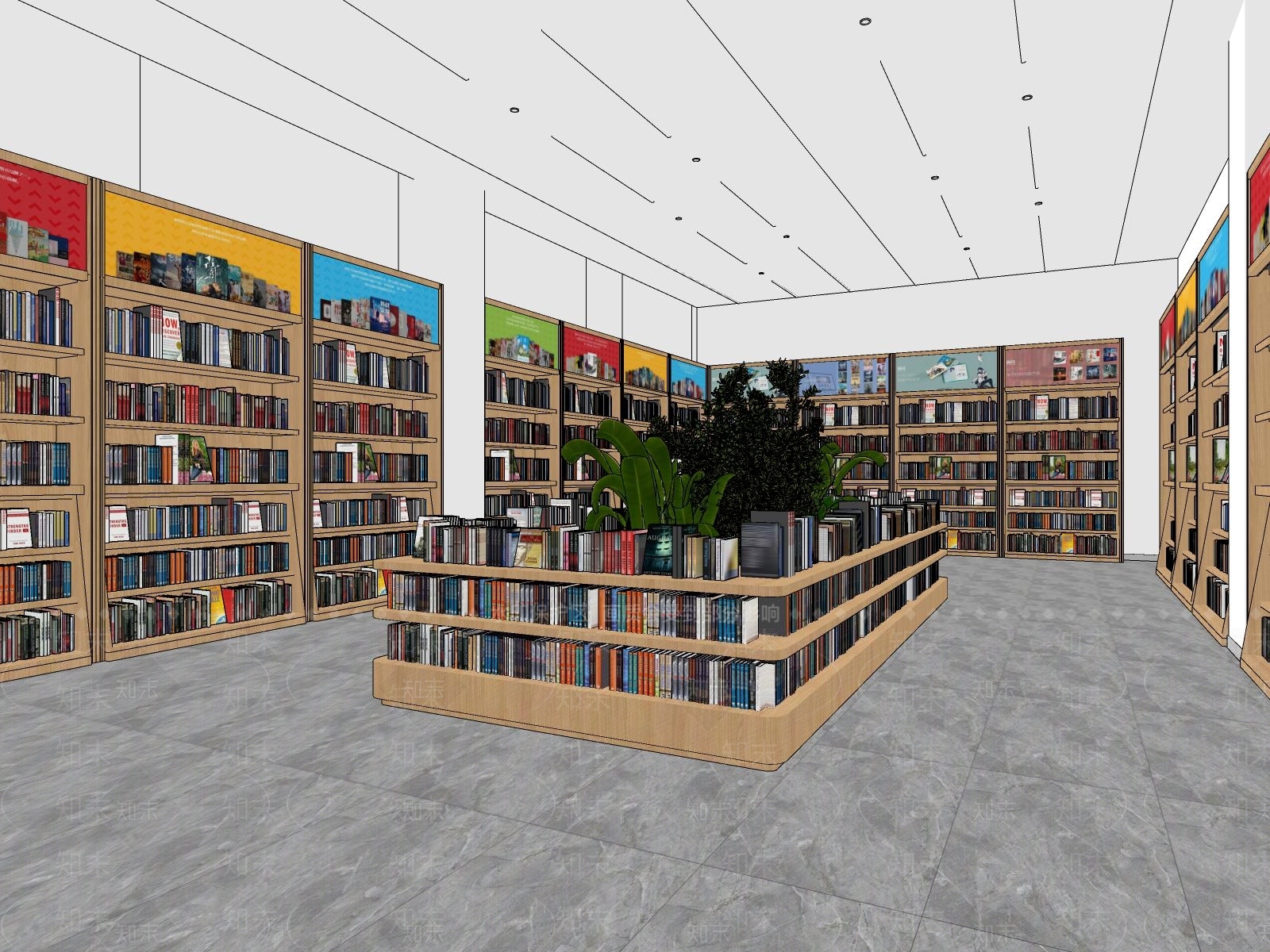 现代图书馆内部SU模型下载【ID:1138409195】_知末su模型网