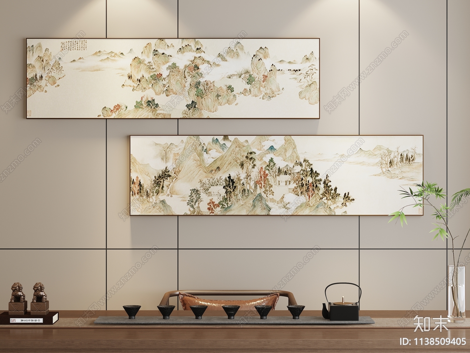 新中式挂画3d模型下载【id1138509405】知末3d模型网