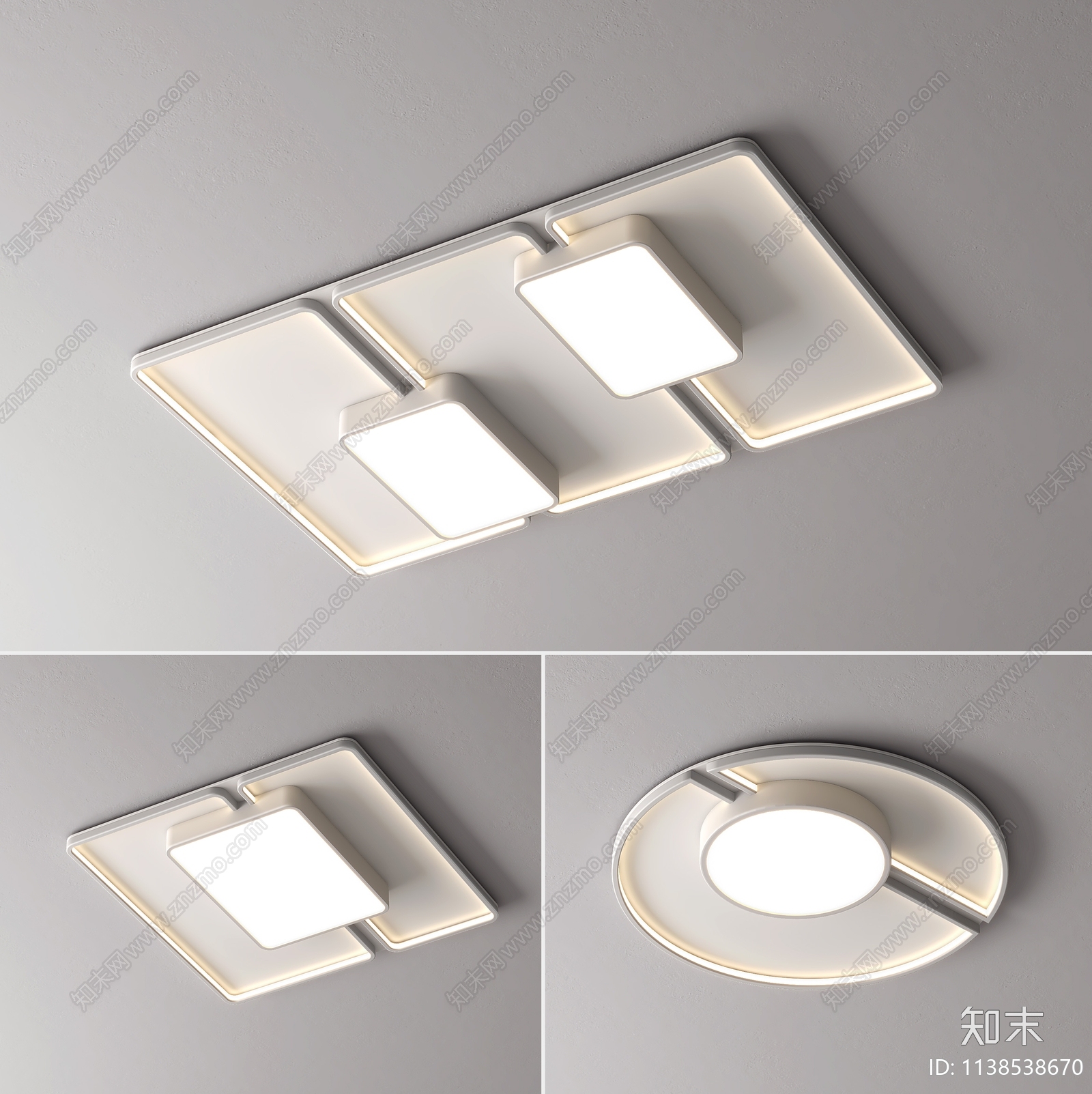 现代简约吸顶灯3d模型下载【id1138538670】知末3d模型网