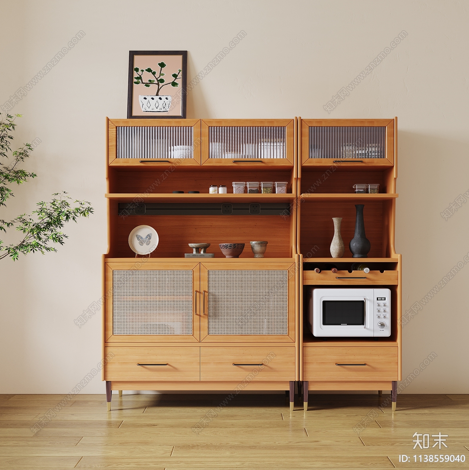 侘寂餐边柜3d模型下载【id1138559040】知末3d模型网