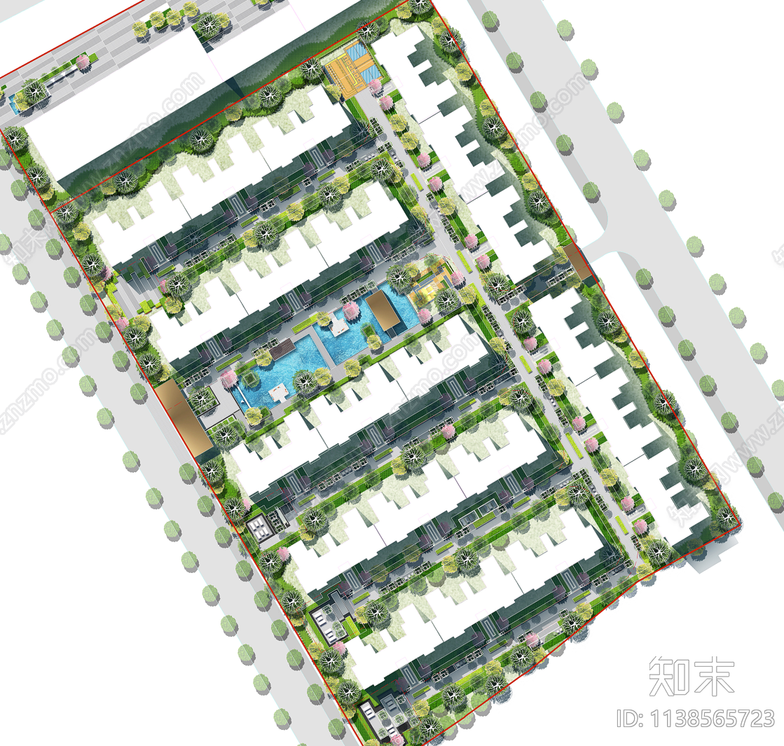 Psd免抠现代居住小区分层彩色平面图下载【id 1138565723】undefined