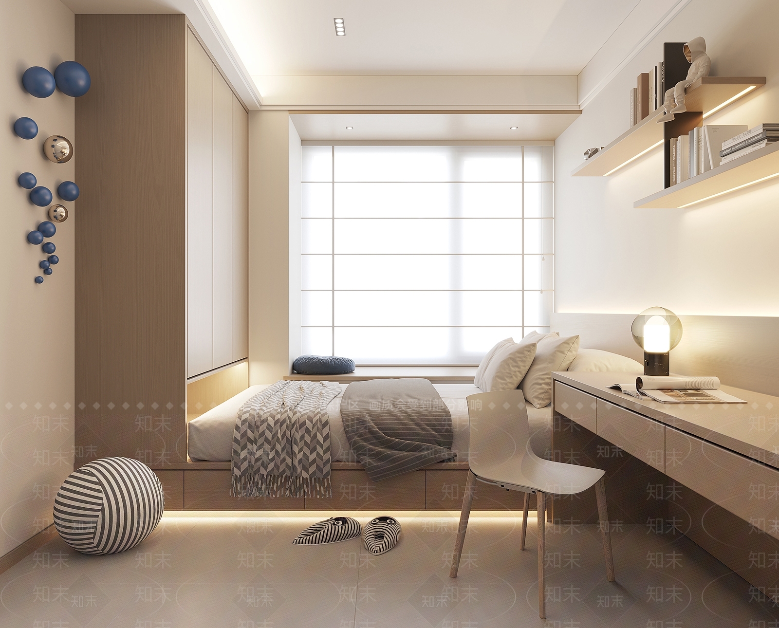 现代榻榻米卧室SU模型下载【ID:1138683380】_知末su模型网