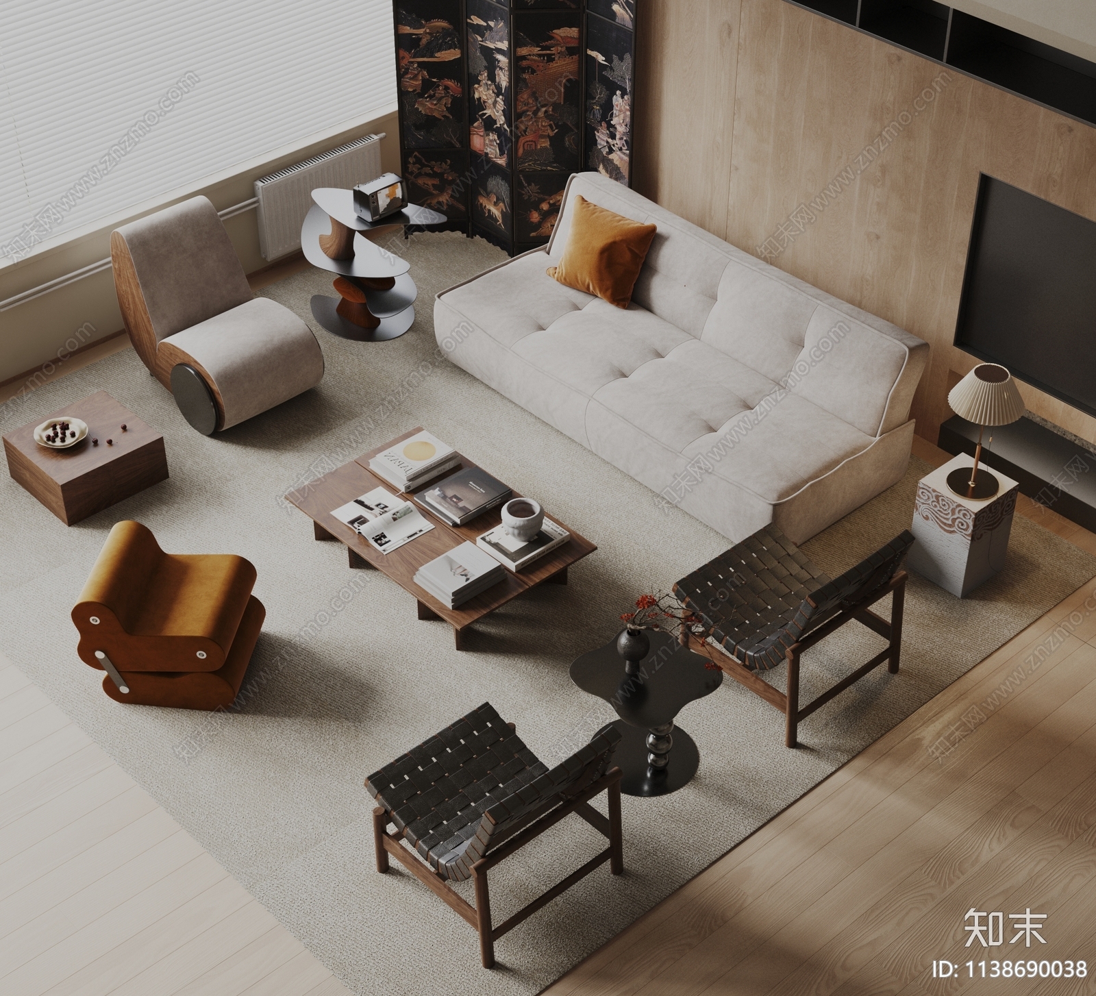 侘寂风沙发茶几组合su模型下载【id1138690038】知末su模型网