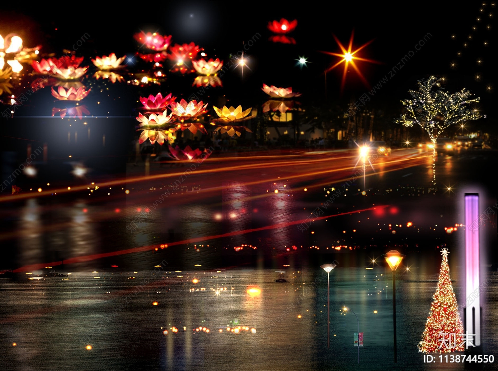Psd免抠城市道路夜景灯光下载【id1138744550】undefined