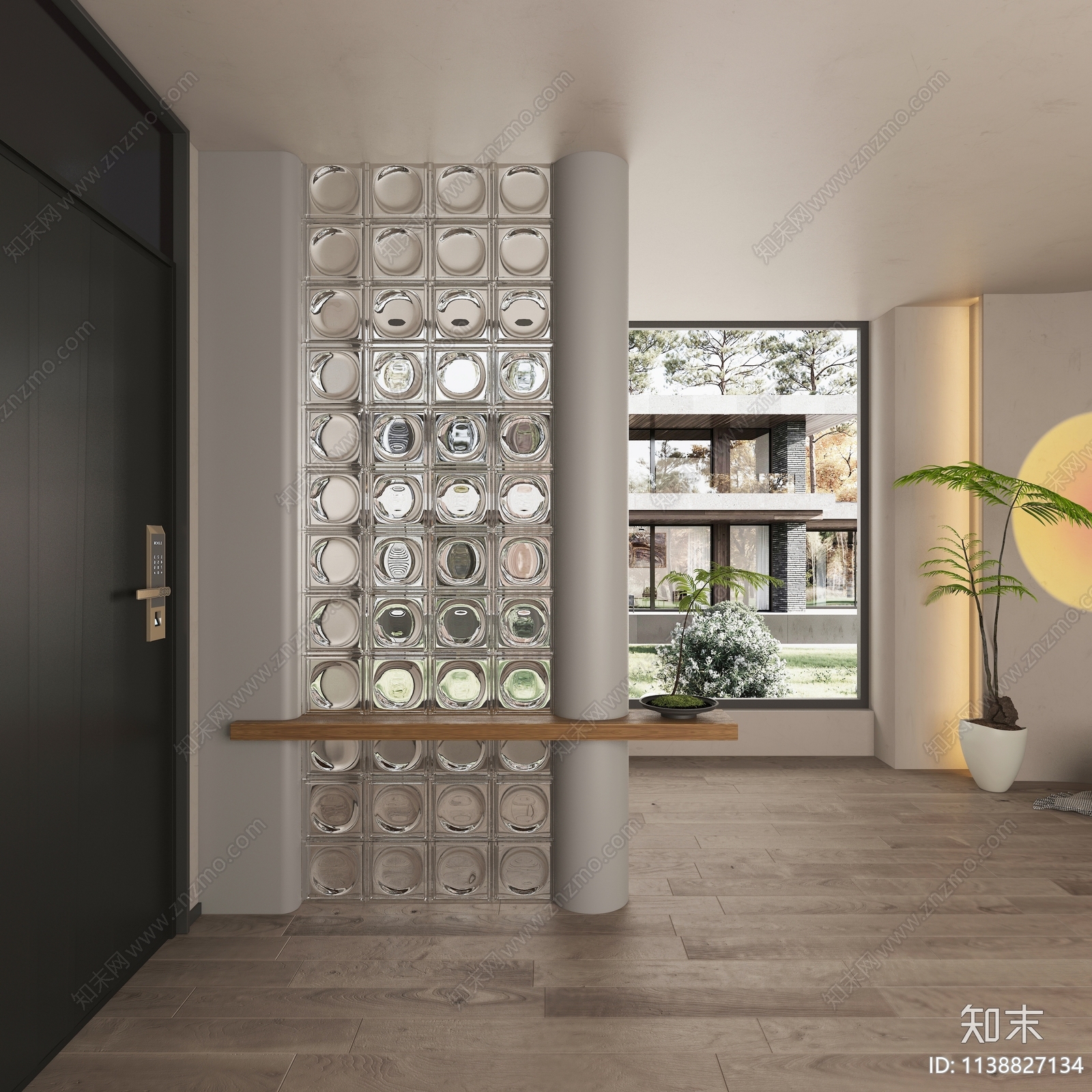 现代奶油风玄关3d模型下载【id1138827134】知末3d模型网