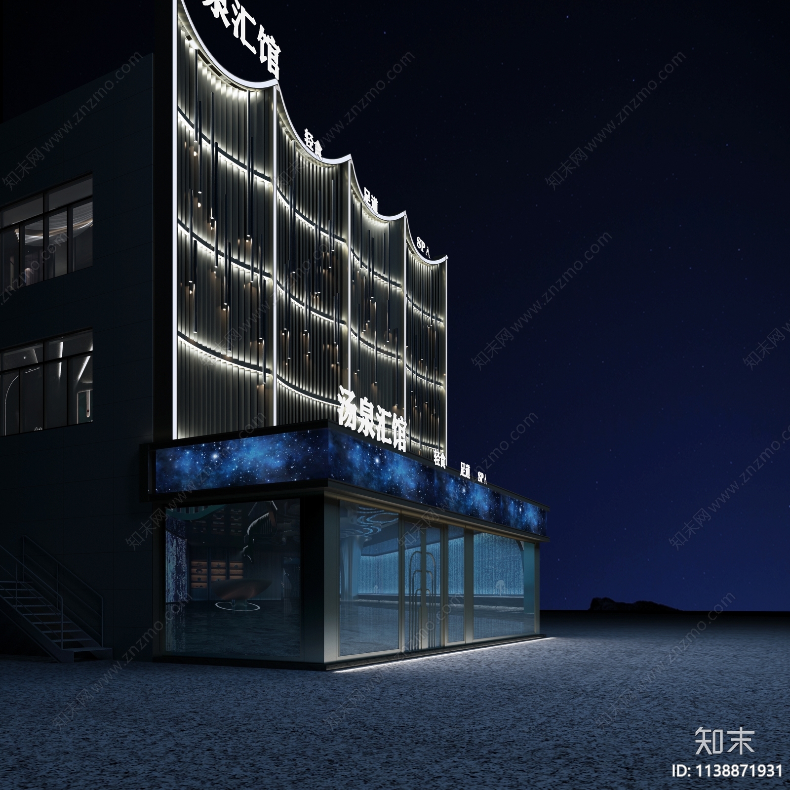 现代门头门面3d模型下载【id1138871931】知末3d模型网