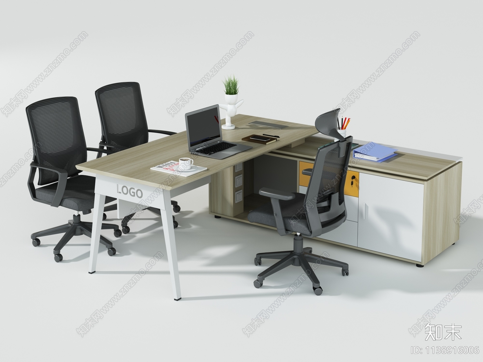 现代办公桌椅组合3d模型下载【id1138916006】知末3d模型网