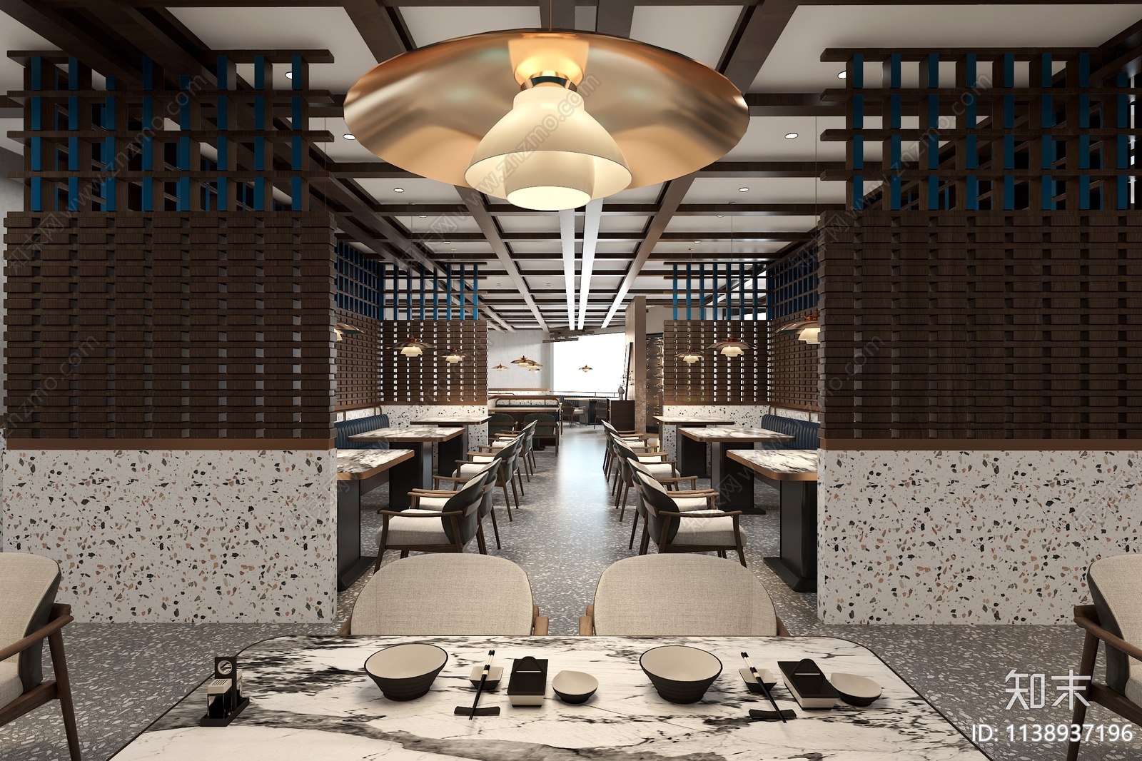 新中式火锅店3d模型下载【id1138937196】知末3d模型网