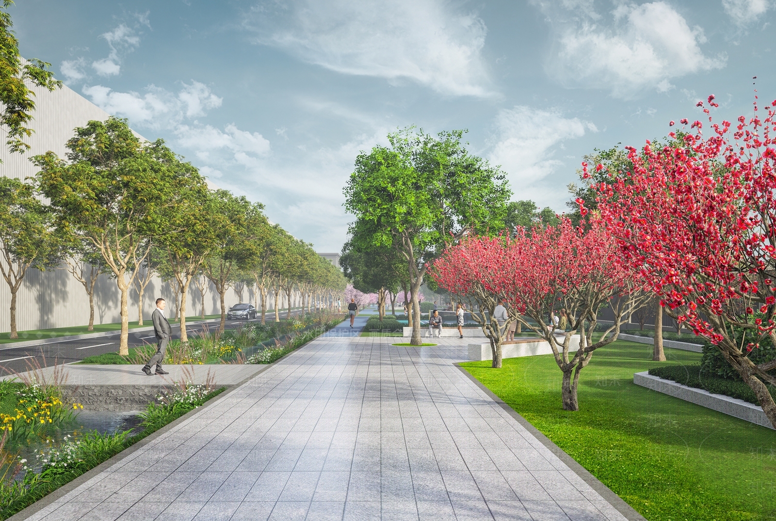 现代生态厂区游园SU模型下载【ID:1139121524】_知末su模型网