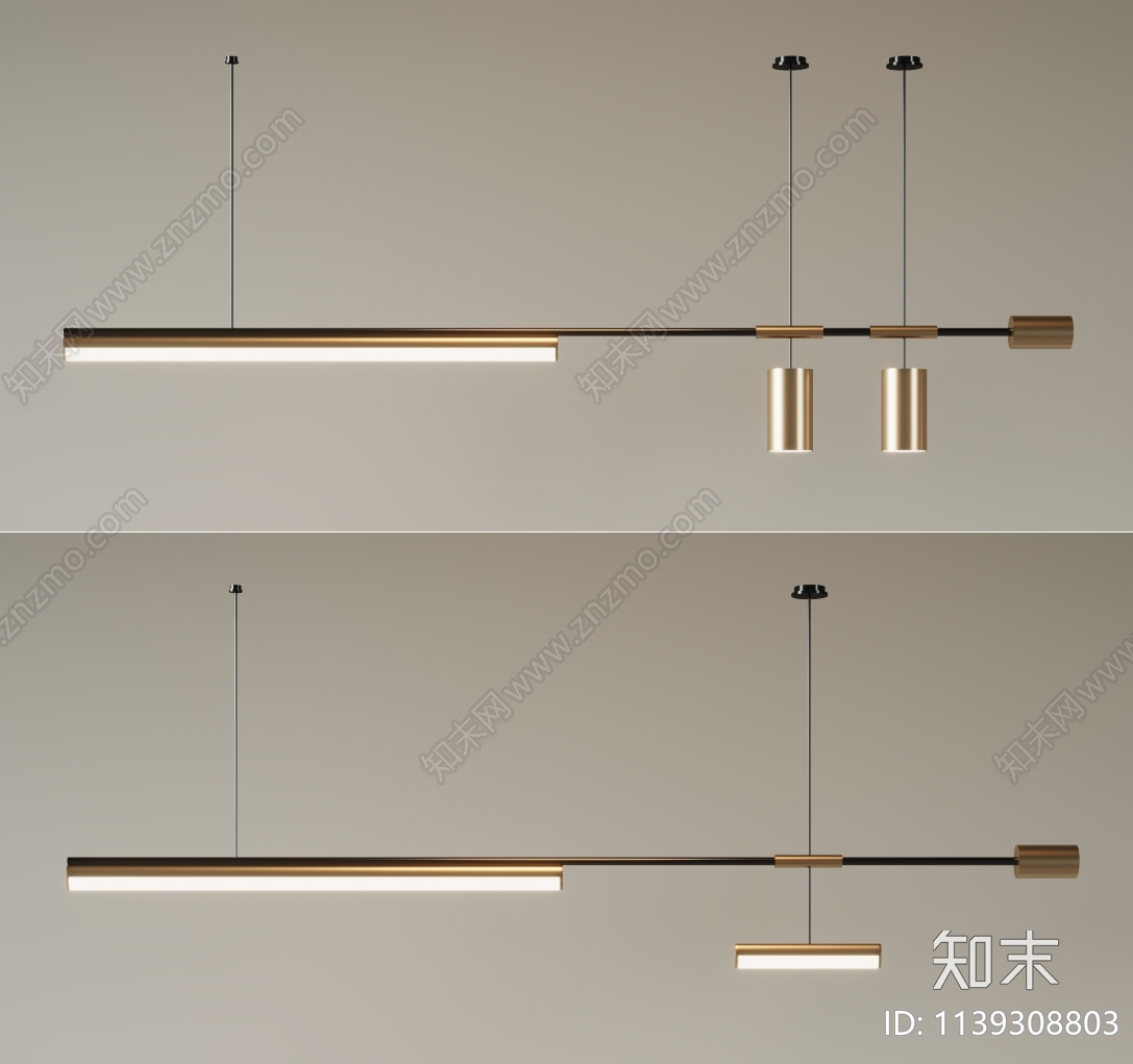 现代吊灯家装小型长条形su模型【id1139308803】知末su模型网