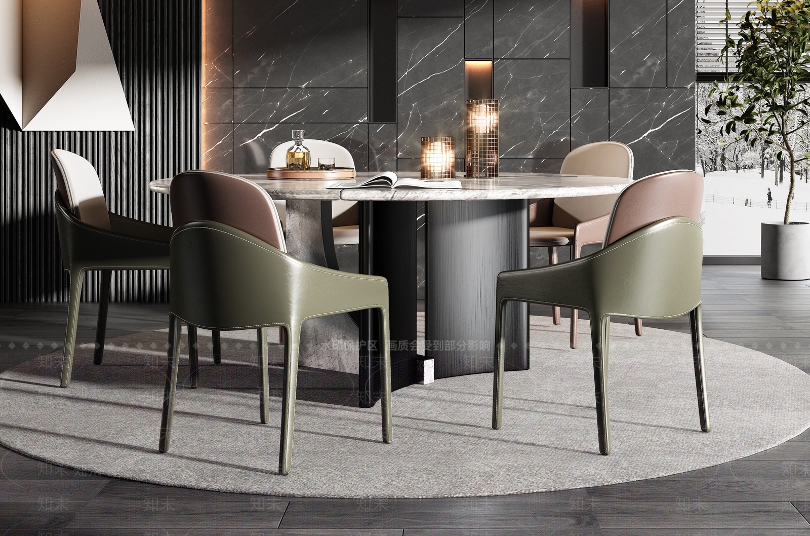 Minotti现代餐厅SU模型下载【ID:1139167816】_知末su模型网