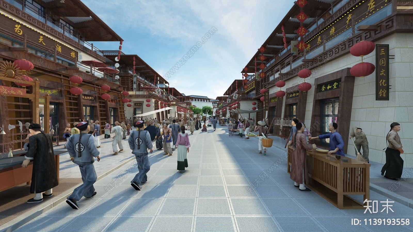 中式古建商业街3d模型下载【id1139193558】知末3d模型网