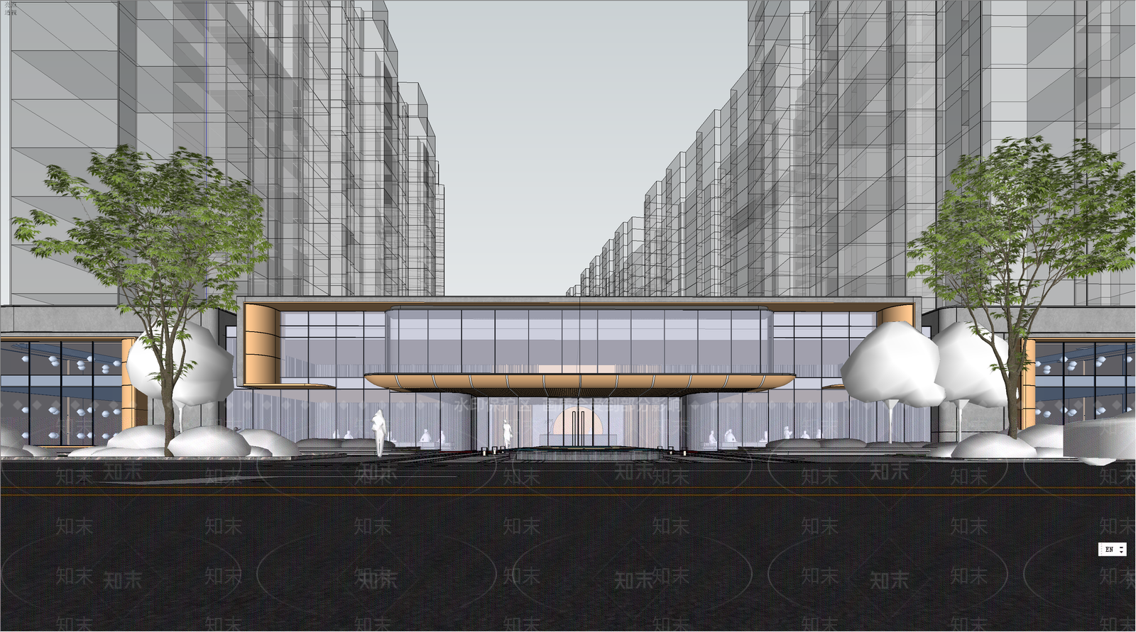 现代售楼处建筑SU模型下载【ID:1139262535】_知末su模型网