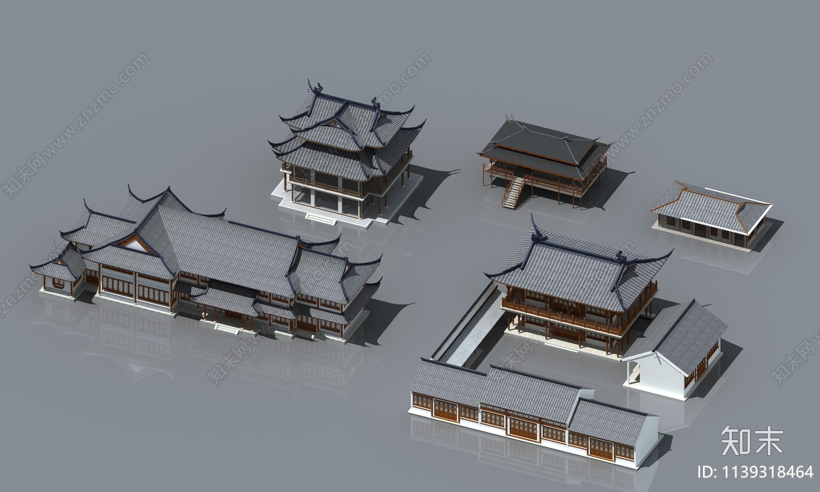 中式古建3d模型下载【id1139318464】知末3d模型网